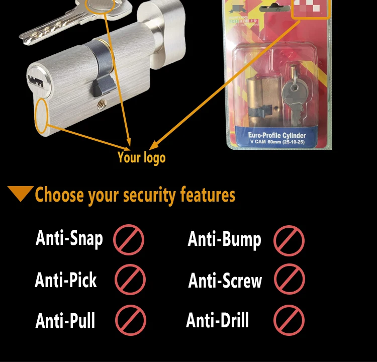 25mm to 150mm Euro Brass Master Key Cylinder Lock European Profile Lock ...