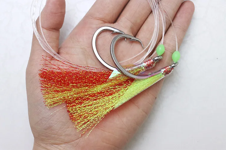 Reedy Rigz Fishing Flasher Skin Feather Sabiki Bait Rigs With Luminous ...