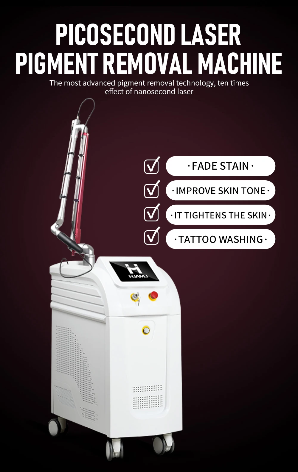 Oem Picosecond Laser 1064 Nm 755nm 532nm Pico Q Switched Nd Yag Laser Pico Laser Tattoo Removal ...