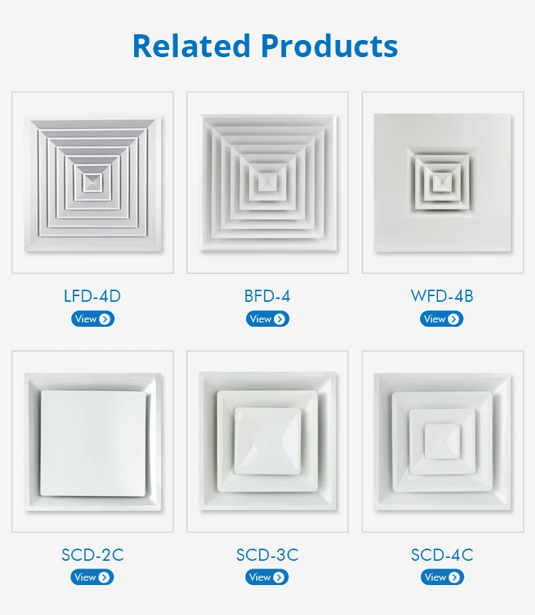 Ventilation Aluminum Removable Core 4-Way Louvre Diffusers