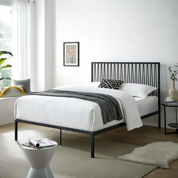 Infinity Modern Pismo Matte Black Metal Queen Size Bed Frame - Buy ...