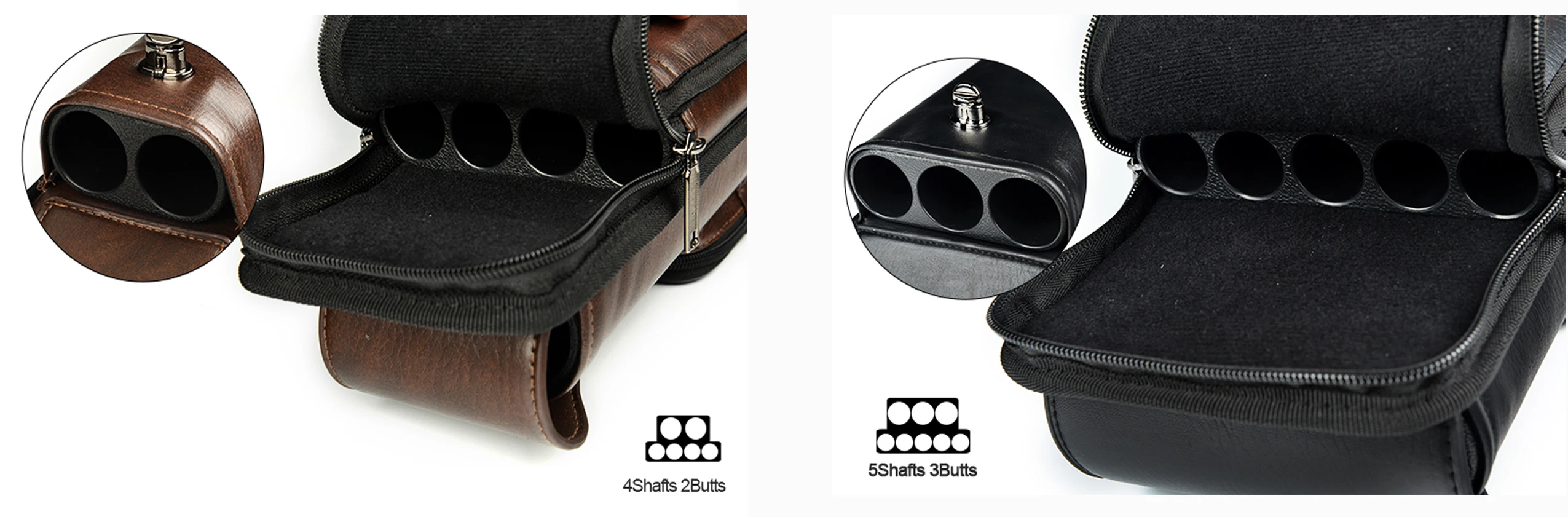 6/8 Holes Pool Cue Case - Luxury PU Leather Carrying Case
