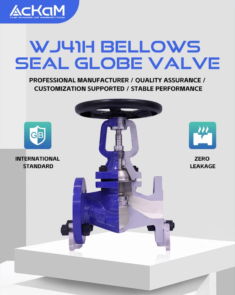 China WJ41H Standard Cast Iron Globe Valve DN25 with PTFE Lined Bellows ...