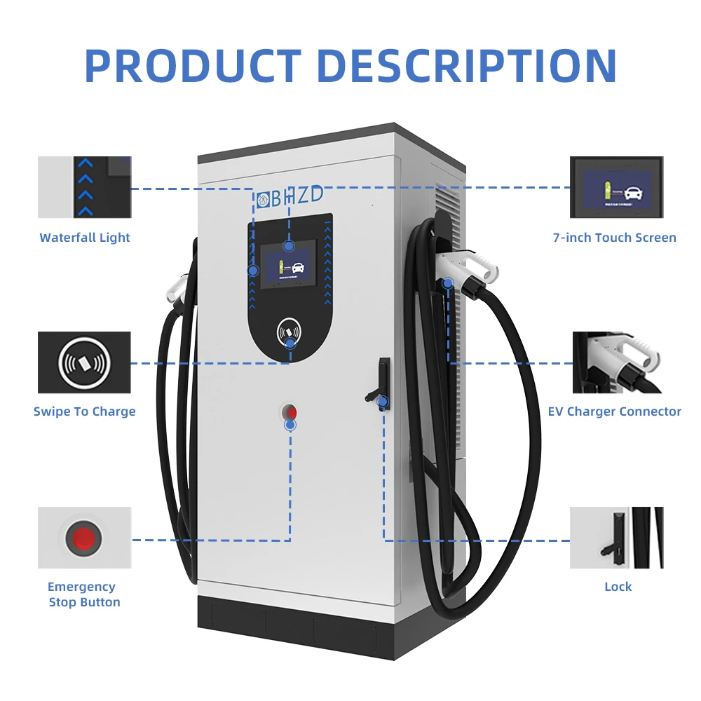 Touch Screen Two Guns Commercial Dc Fast Ev Charging Station New Energy 80kw Ce Ocpp1.6 Secc Odm ...