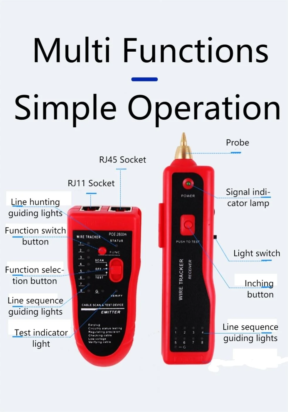 Professional RJ11 RJ45 Cable Tester Wire Tracker Network Line Finder ...