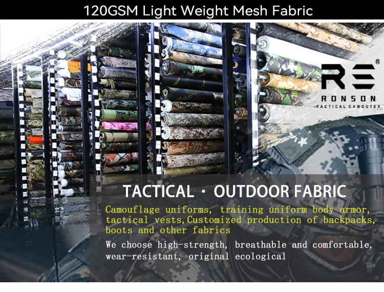 US M81 Woodland Camouflage Mesh Fabric - Lightweight & Durable