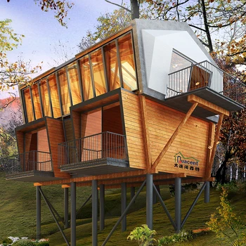 Quacent Luxury Prefab House Villa High End Finish Sips Panelized With Log Siding Foldable Home ...