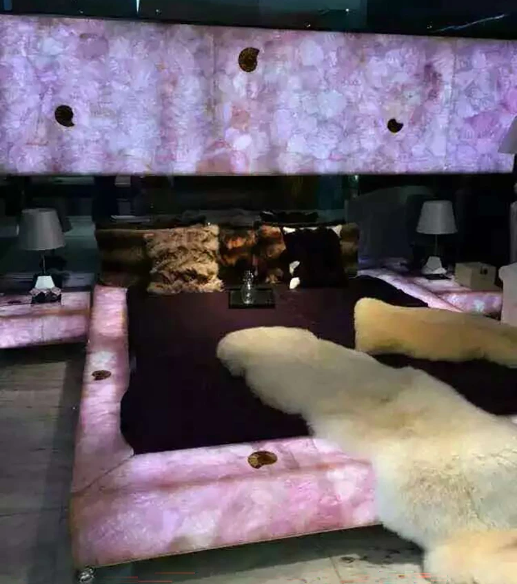 Luxury Internal Backlit Large Pink Rose Quartz Crystal Slab For ...