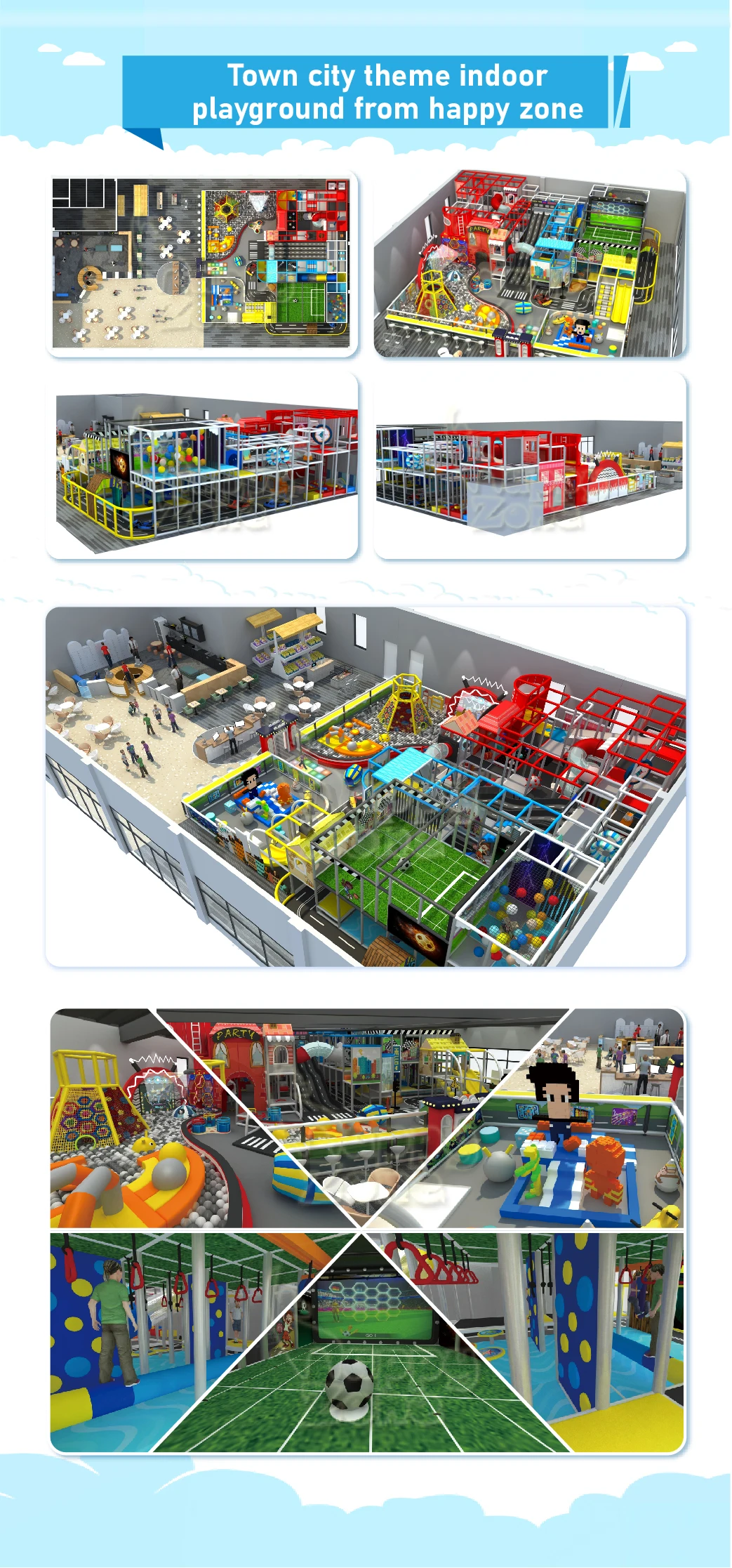 Town Theme Custom Design Children Commercial Indoor Playground Plastic ...