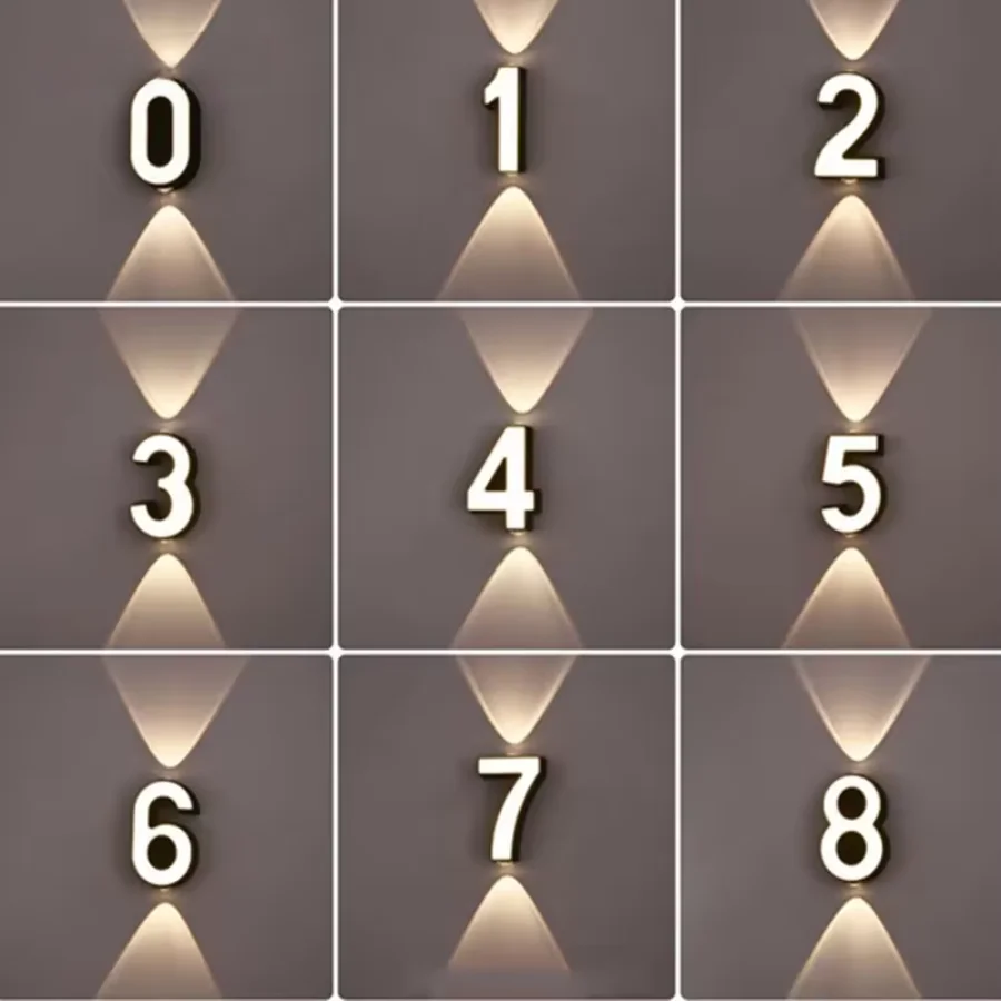 Stainless Steel Street Adress House Number Solar Doorplate Light Door ...