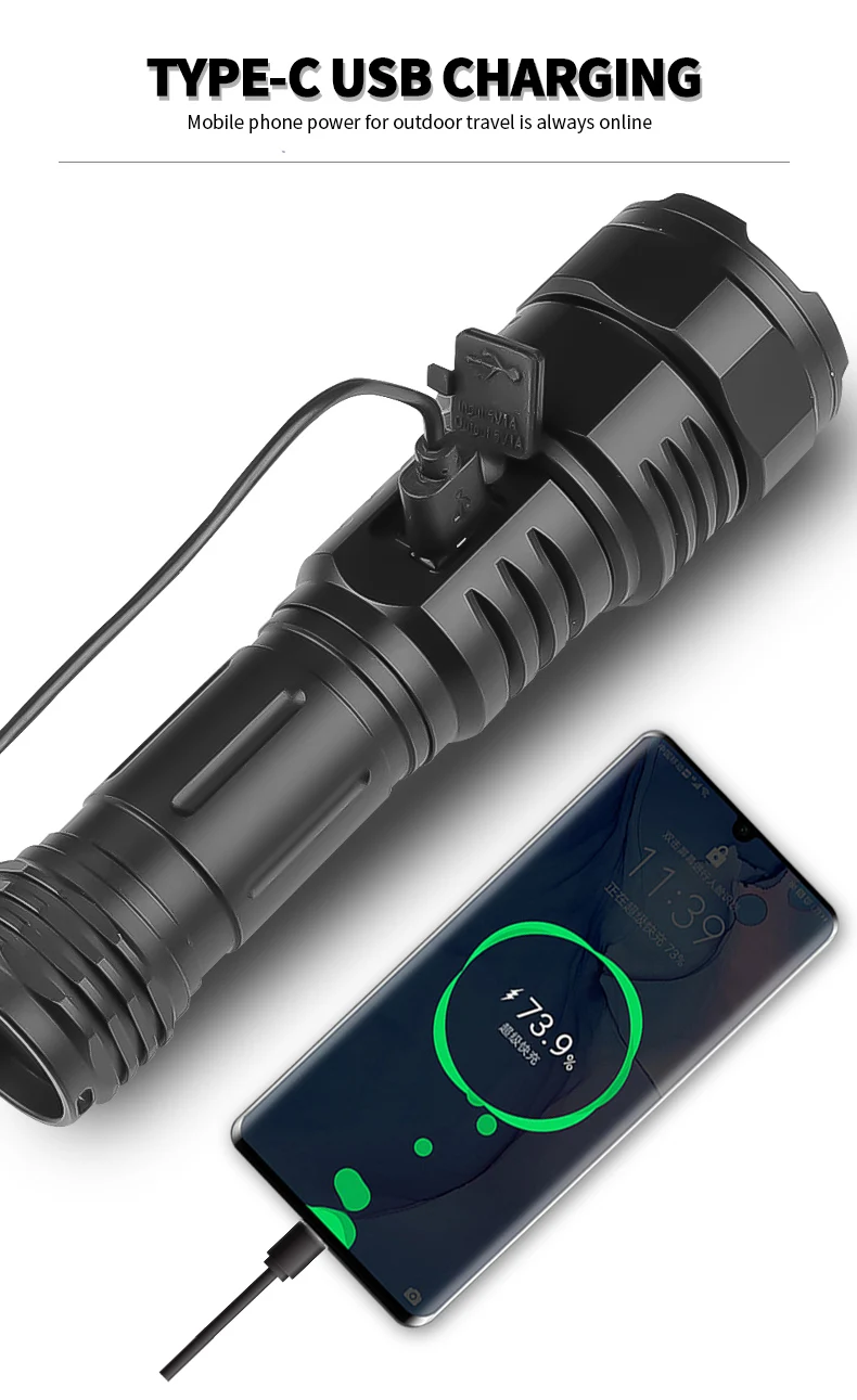 1000 Meters Long Range Flashlight 30W White LED Zoom Focus LED Torch ...