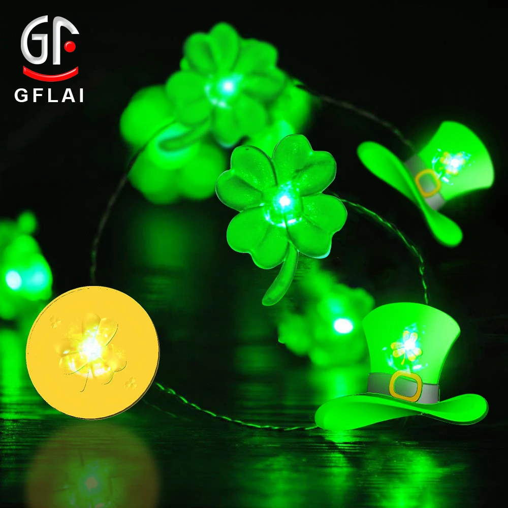 St. Patrick's Day Lucky Shamrock Clover String Light 10 Ft 40 Leds ...