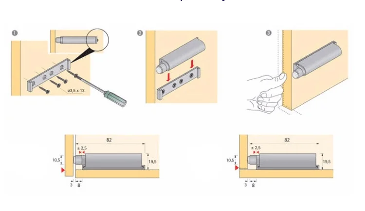 Push To Open System Cupboard Rebound Device With Magnetic Tip Muffler ...