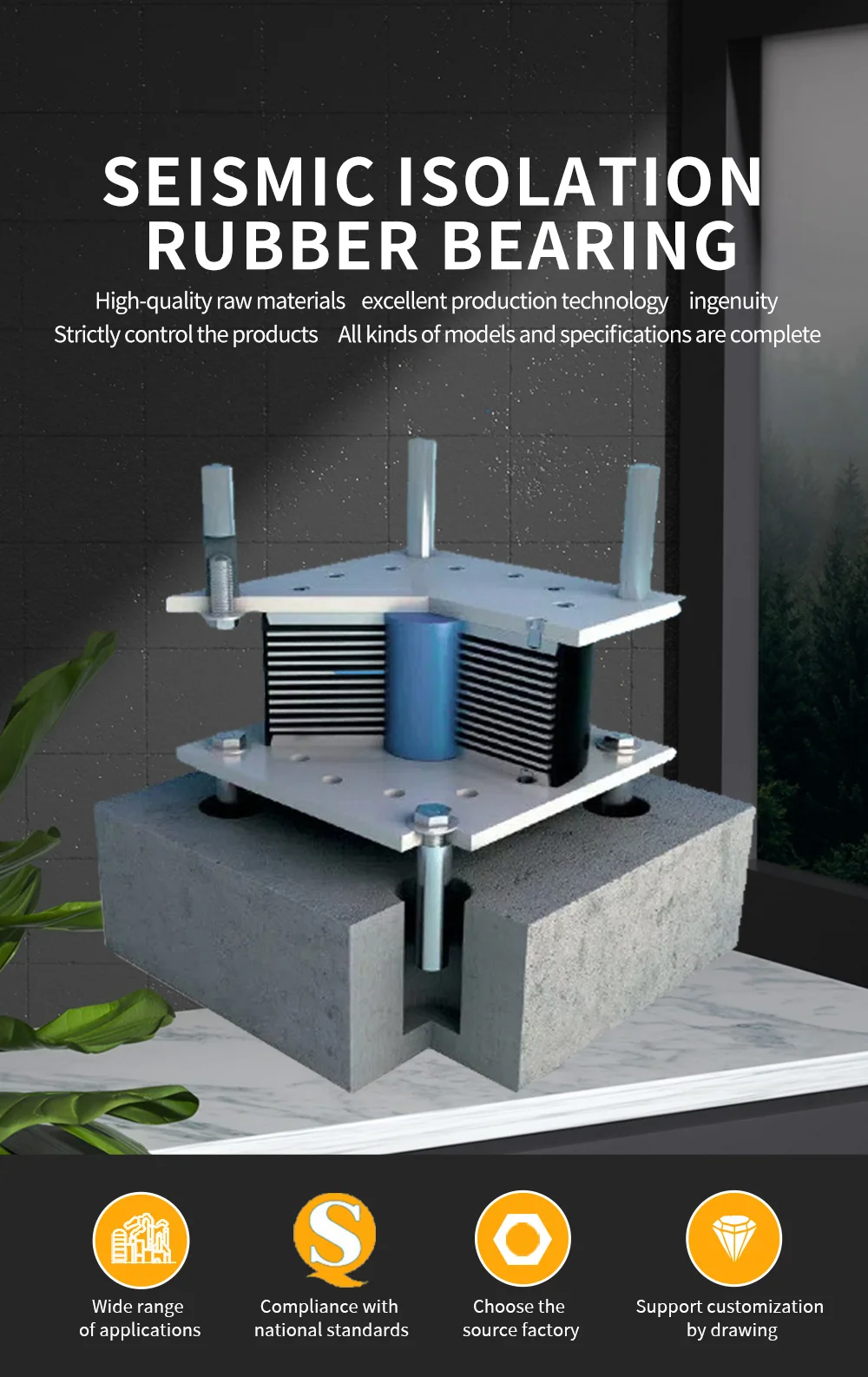 Seismic Isolator FPS Friction Pendulum System for Buildings