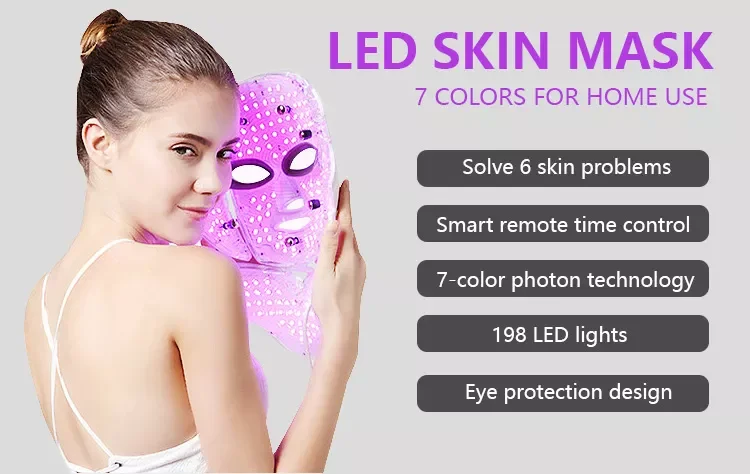 Led Facial Mask 7 Colors Facial Home Use Face Led Light Therapy Machine ...
