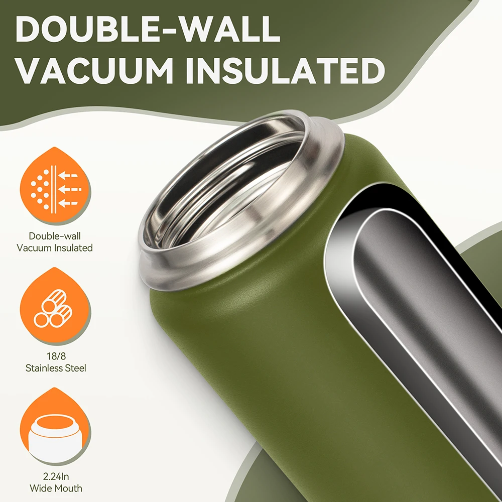 Double-Layer Stainless Steel Outdoor Sports Kettle 500ml-710ml Insulated Cold Water Cup Students ...