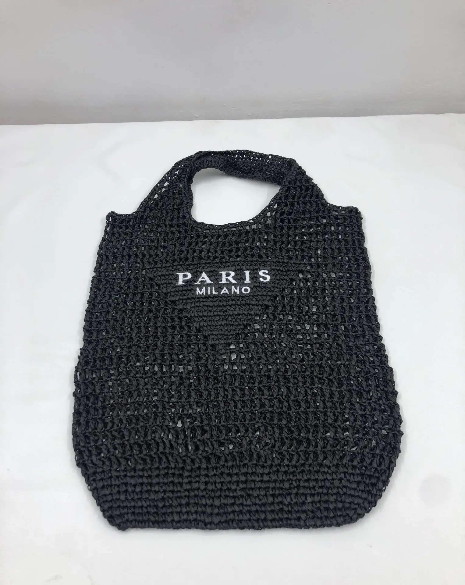 Luxury Catalog Designer Raffia Straw Bag With Triangle Correct Logo ...