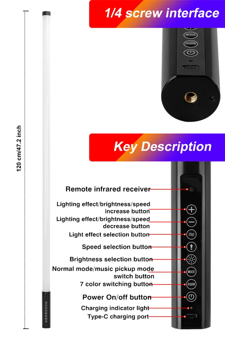 Custom Wholesale Wireless Battery Powered RGB LED Tube Light
