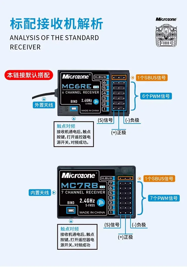 MC6C Mini Remote Control MC6RE Receiver Receiver 6-channel Ship Model ...