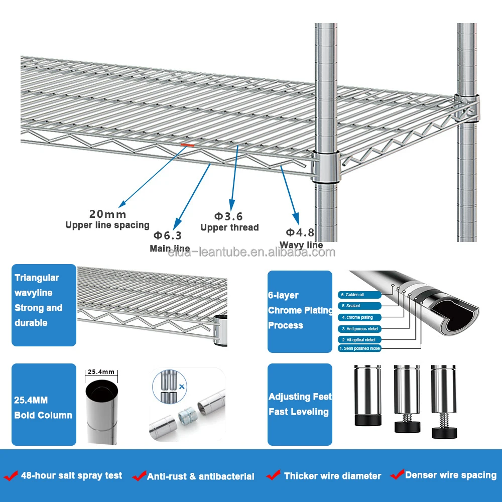 Heavy Duty Chrome Wire Shelving Unit for Storage - OEM | Wholesale