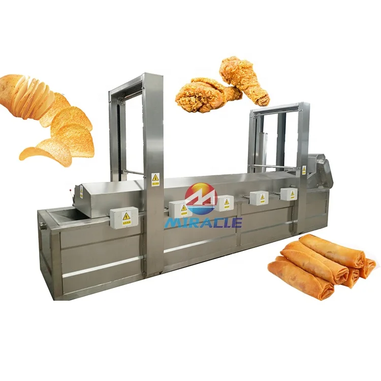 Stainless Steel Continuous Mesh Belt Fryer - High Capacity