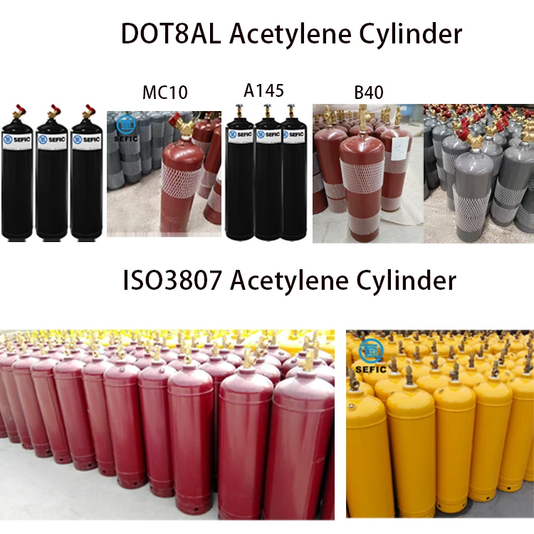DOT8AL-B40 Acetylene Cylinder - 40cuft, 250psi, Asbestos-free