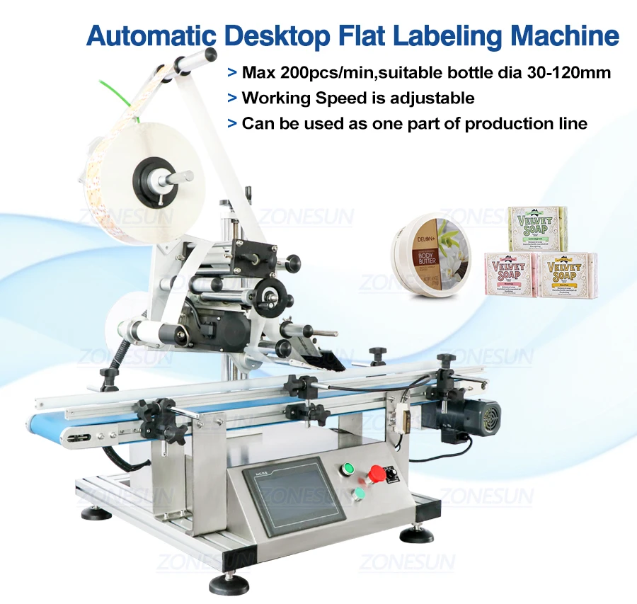 ZONESUN Flat Surface Sticker Labeling Machines for Food & Beverage