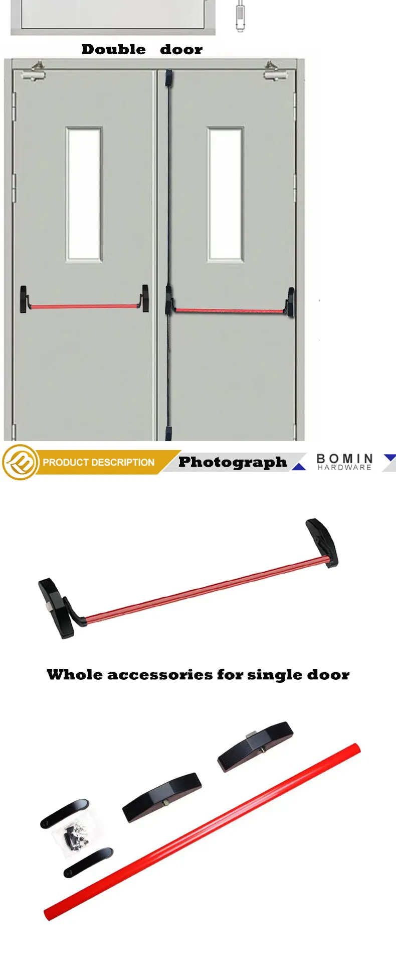 Single Double Emergency Exit Door Press Panic bar Door Lock| Alibaba.com