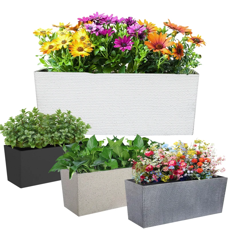 Large Rectangular Outdoor Planter Pot Home Patio Flower Pot with ...
