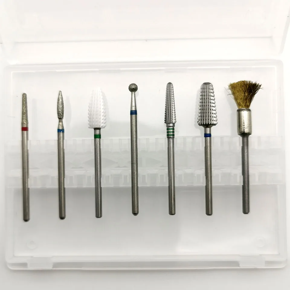 Hytoos Carbide Nail Drill Bit Set 3/32" 7pcs/set Rotary Nail Bits ...