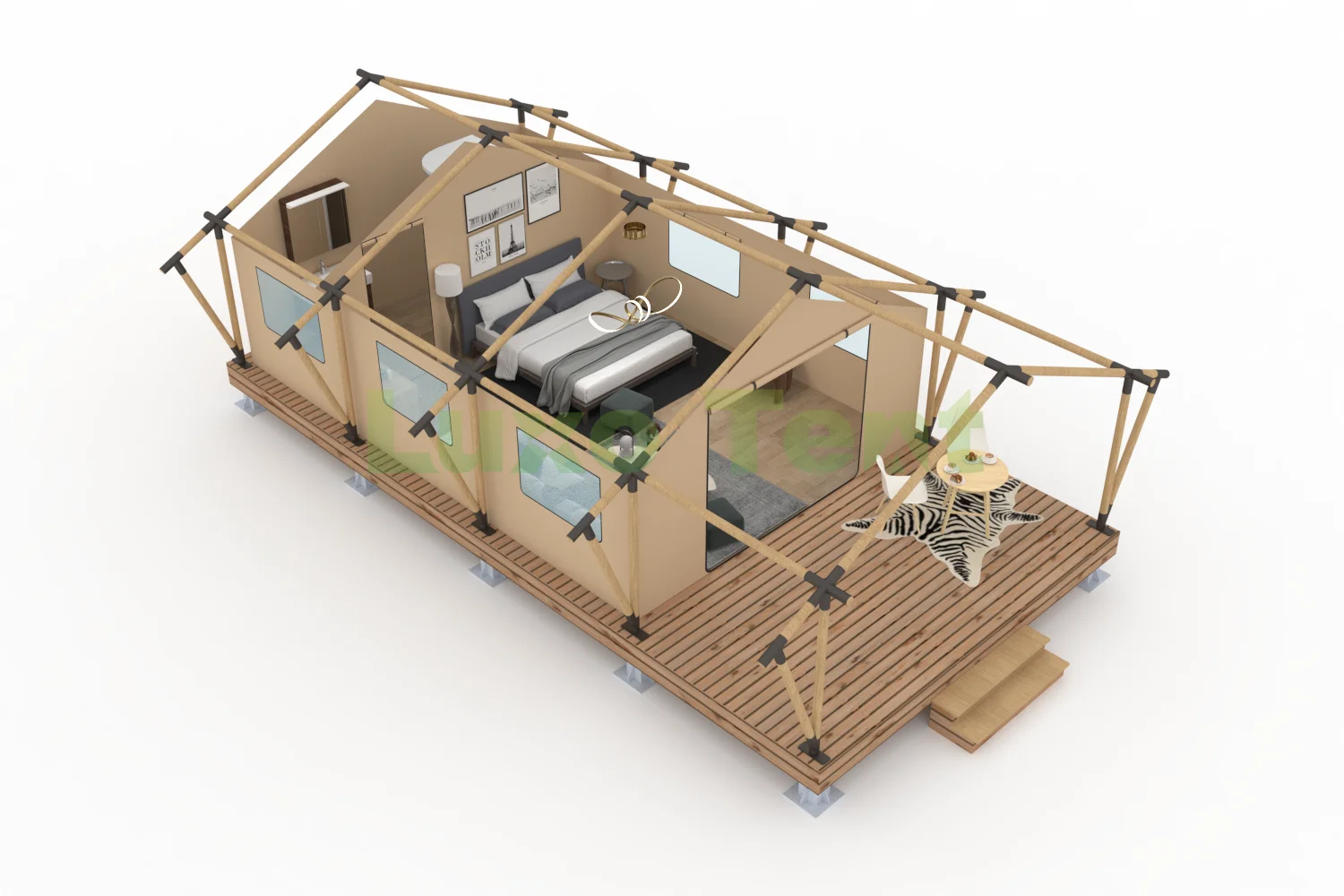 Luxury Solid Wood Structure Ridge Wooden House One Bedroom and One ...