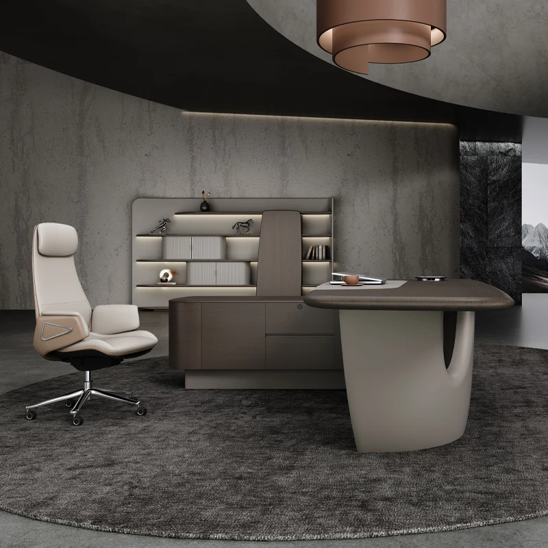 Minimalist Modern Luxury Wooden Panel Boss Workstation Desk Custom-Made ...