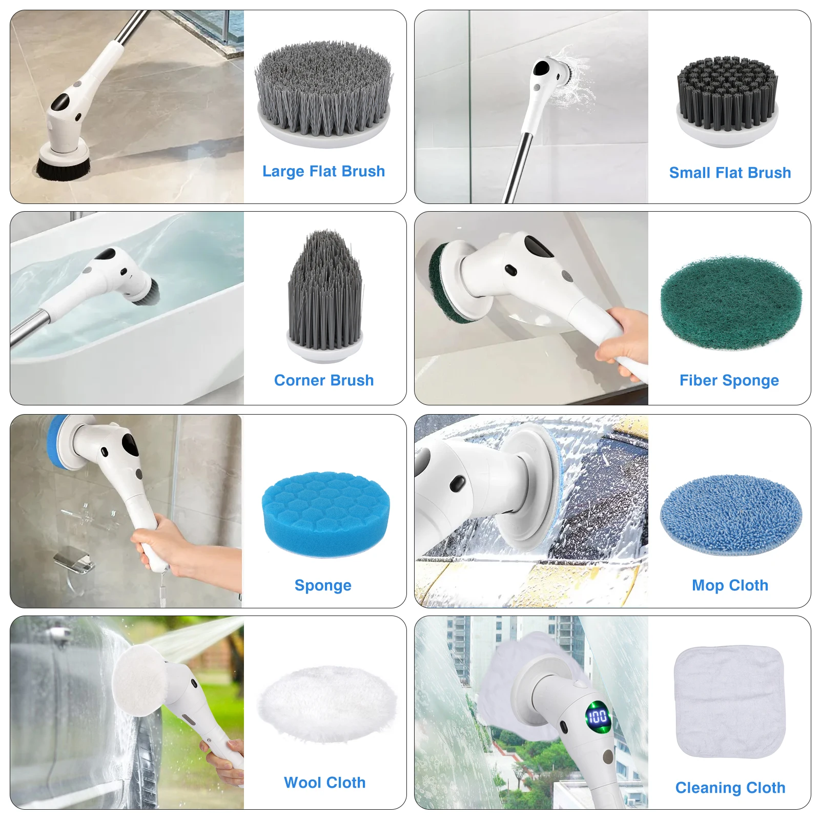 Rechargeable Rotating Cleaning Brush - Electric Spin Scrubber