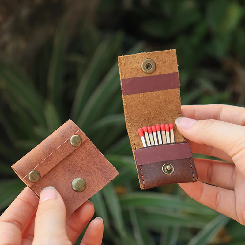 Mini Camping Matchstick Box - Portable Leather Matchbox