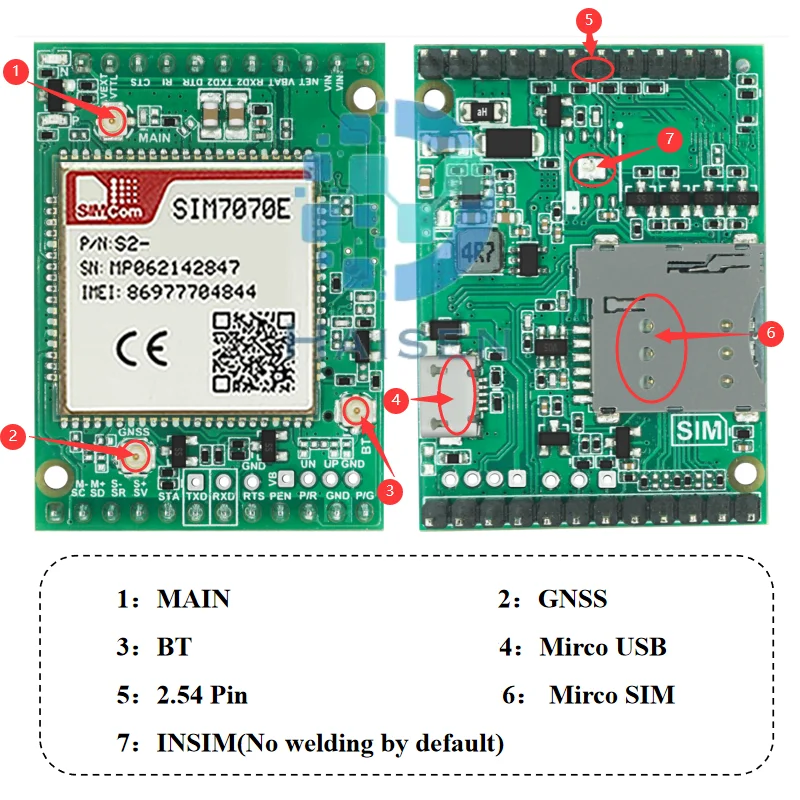 Haisen Simcom Sim7070e Core Board Lpwa Gsm Nbiot Catm B31 Development