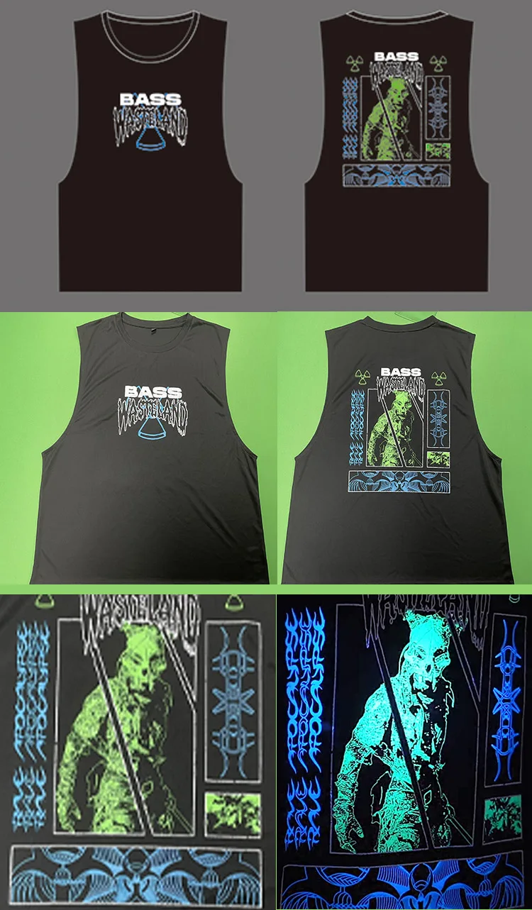 Hip-Hop Neon UV Reflective T-Shirt with Custom Logo - Glow in the Dark ...