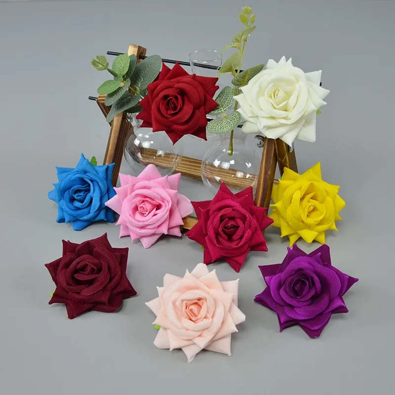 DREA High quality velvet rose without stem flower head artificial ...