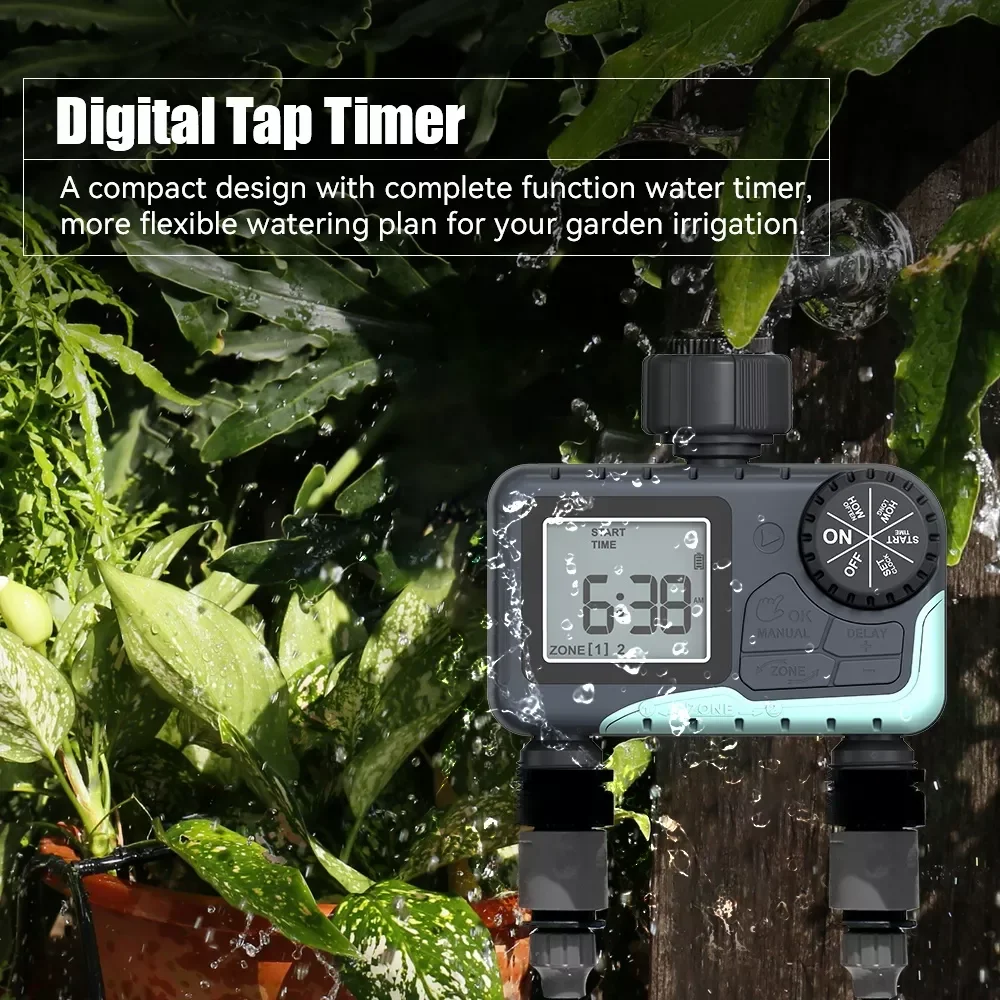 2-zone Digital Water Timer For Garden - Buy Garden Water Timers,Digital ...
