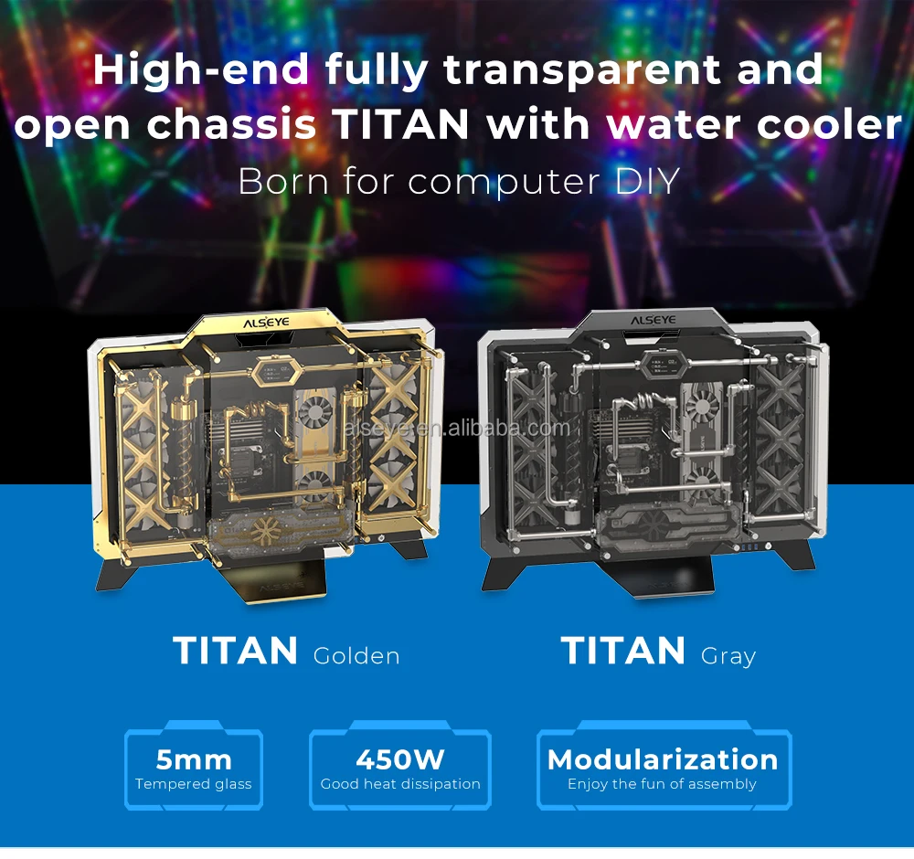 Alseye TITAN Open Case for Gaming PC - Full Tower with Tempered Glass ...