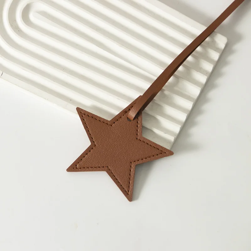 Logo Custom Star Charm Leather Stars Keychain Bag Charms Decor Five ...