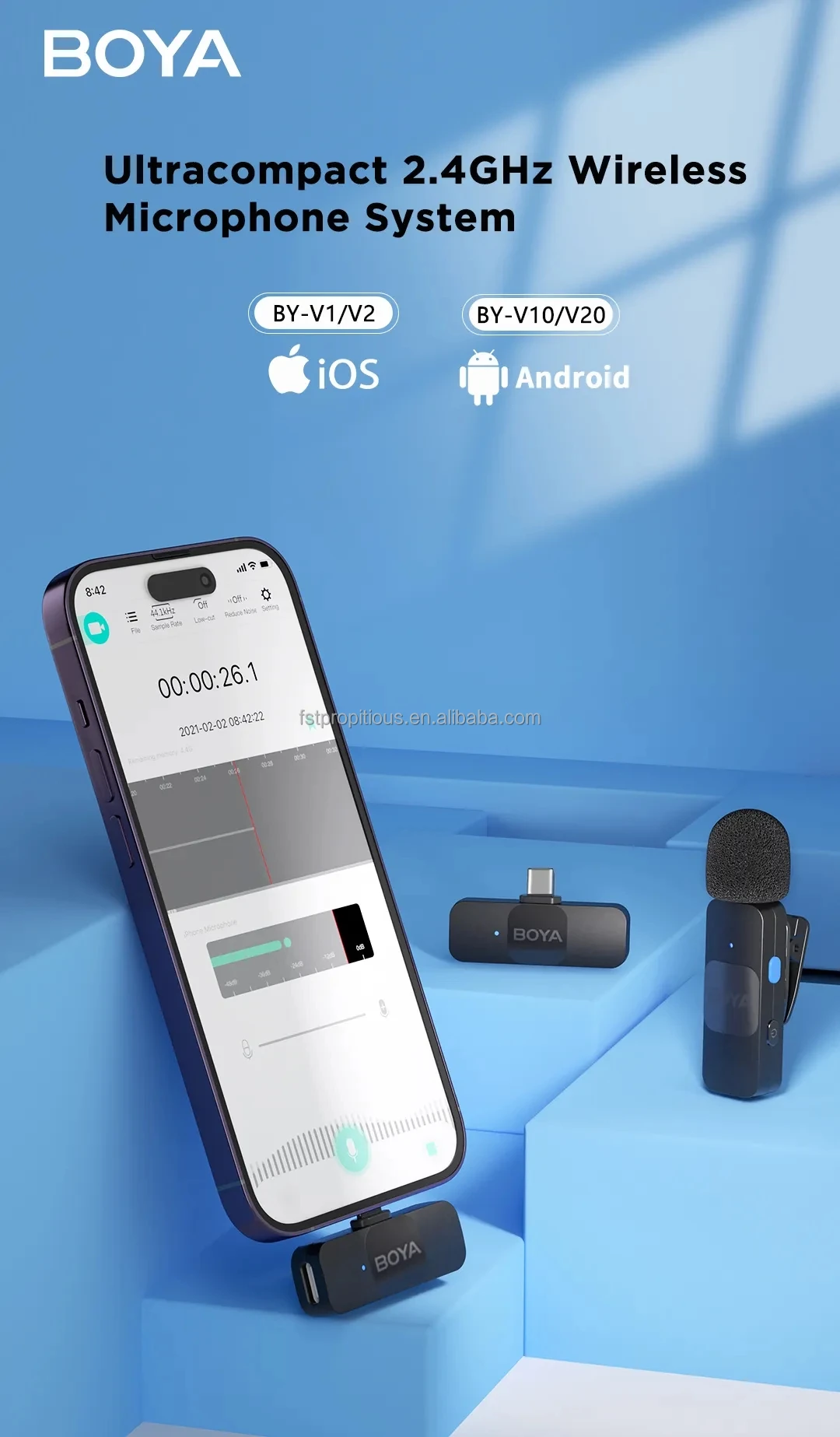 Bo Ya BY-V2, BY-V20 Dual Wireless Lavalier Microphone for Iphone Android