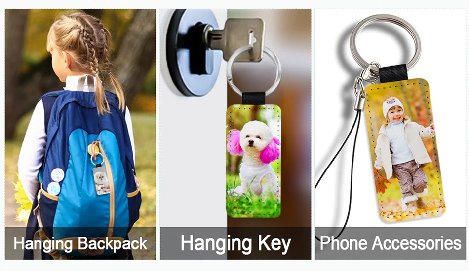 Custom Sublimation Photo Keychains - PU Leather Blanks