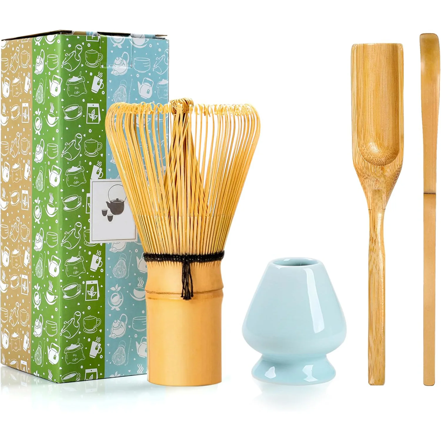 Bamboo Matcha Whisk And Spoon And Holder Set 4 Pcs Traditional Starter ...