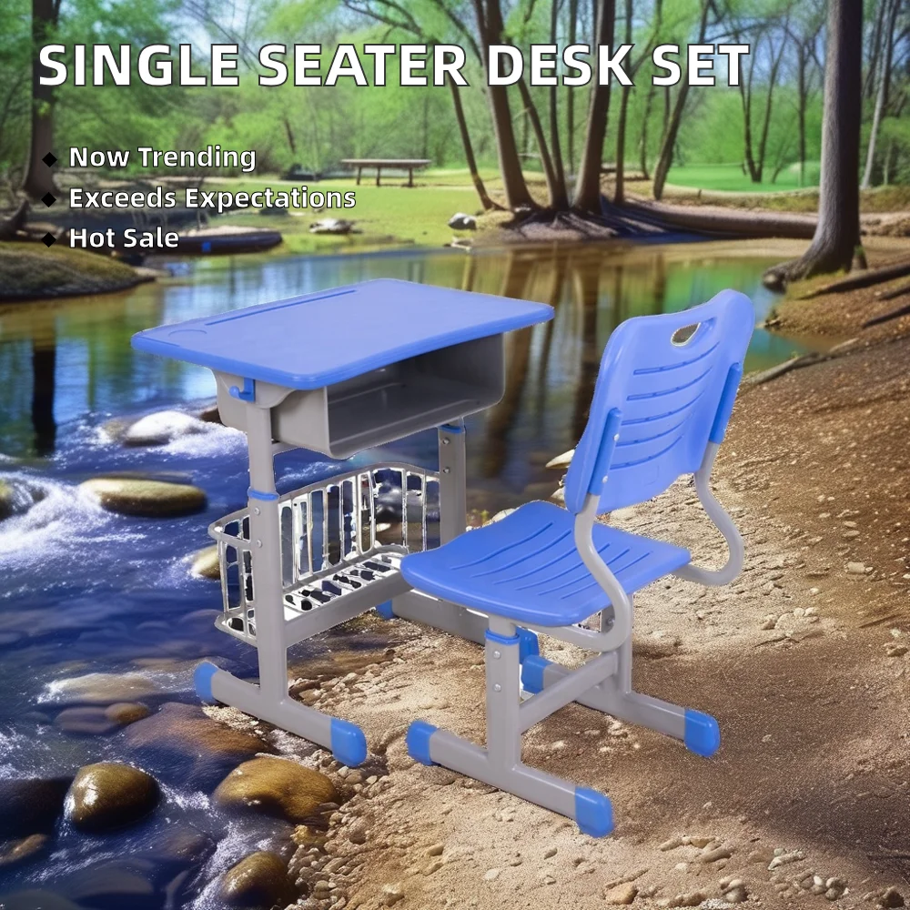 Modern Single Seater Desk and Chair for Primary School Cheap Plastic Student Table Chair with ...