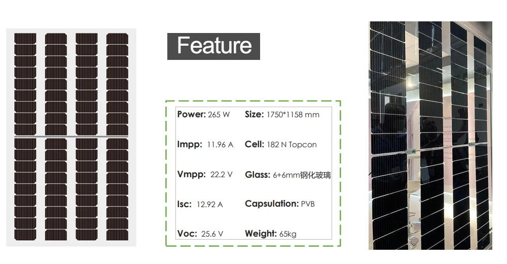 Customizable Bipv Dual Glass 265w 50% Flexible Transparentes Solar ...