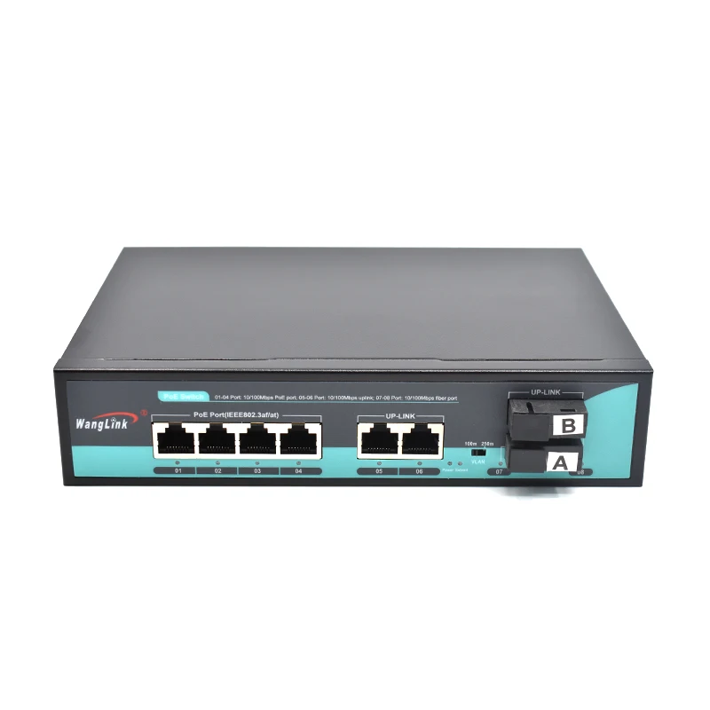 Wanglink Network Switch 4 Port Poe 2 Port Uplink 2 Port Fiber Modules ...