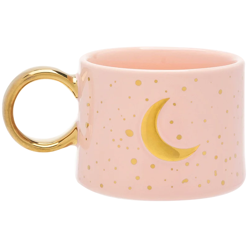300ml Moon Sun Ceramic Mug with Gold Handgrip Creative Home Office ...