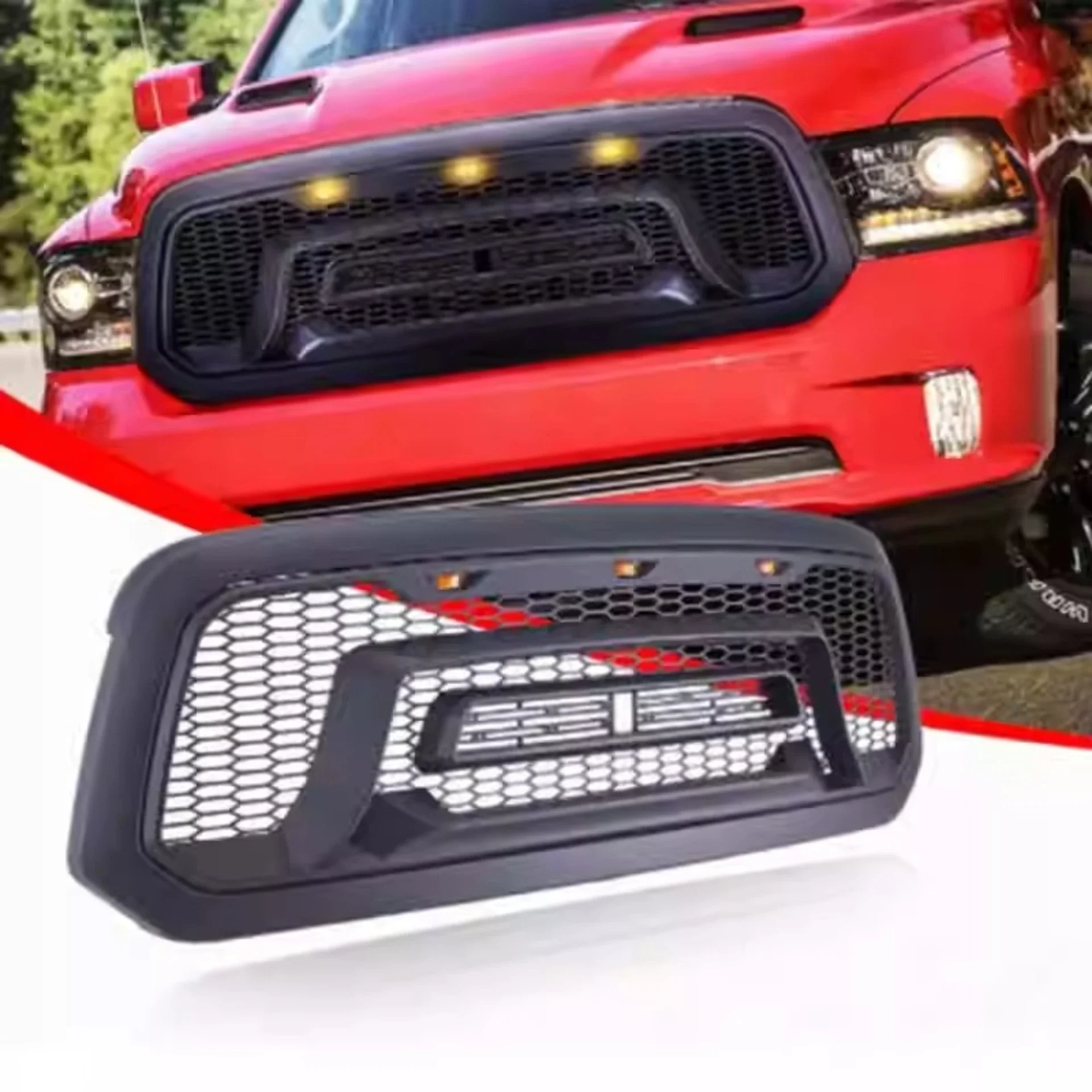 Body Kit Grill Mask Grid With Light Radiator Grille Assembly For Dodge ...