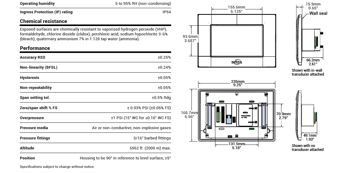 Setra pressure sensor Setra FLEX-RM and FLEX-RC Environmental Monitor ...