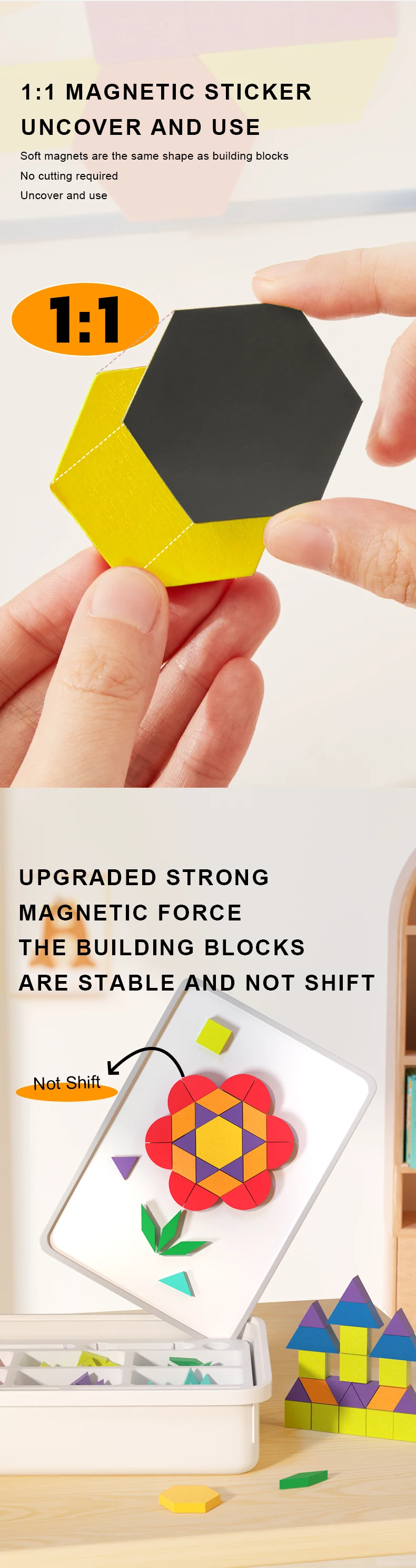 Mideer Children's Magnetic Geometry Blocks 250pcs Tangram Wooden Toys ...